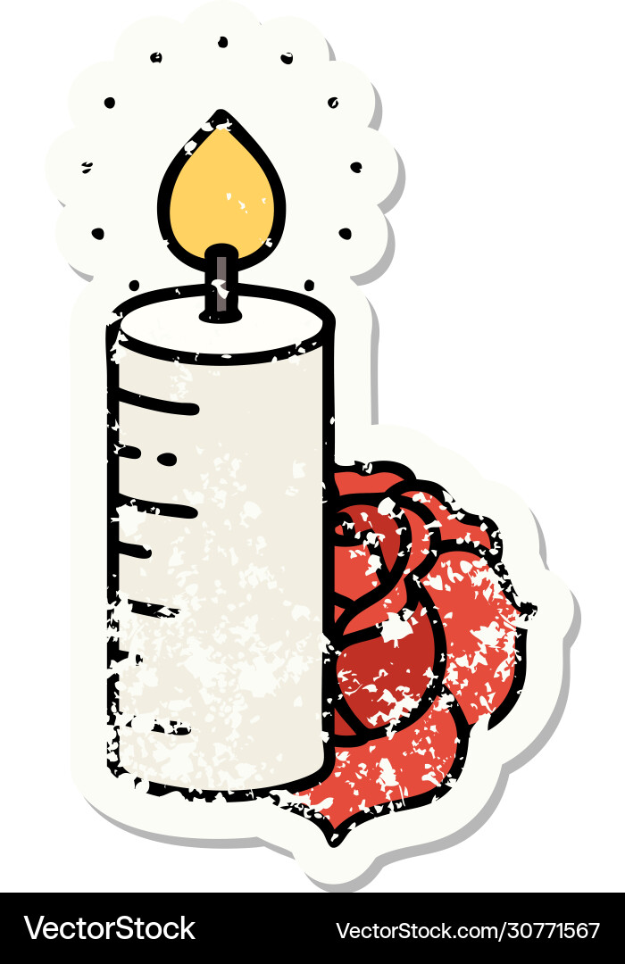 Traditional distressed sticker tattoo a candle Vector Image