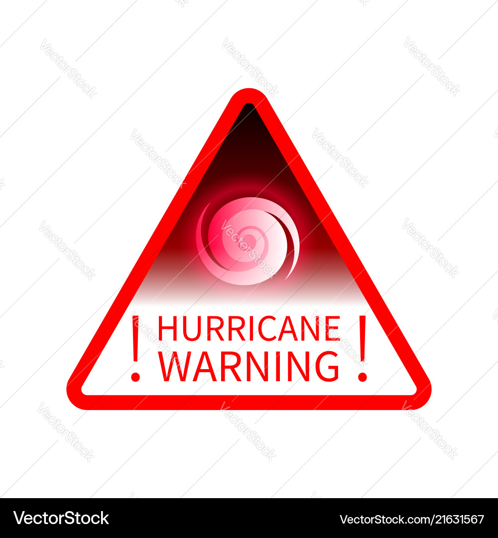Warning sign informing about hurricane Royalty Free Vector