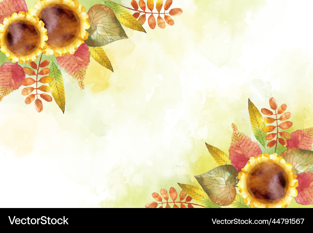 Watercolor autumn background design Royalty Free Vector
