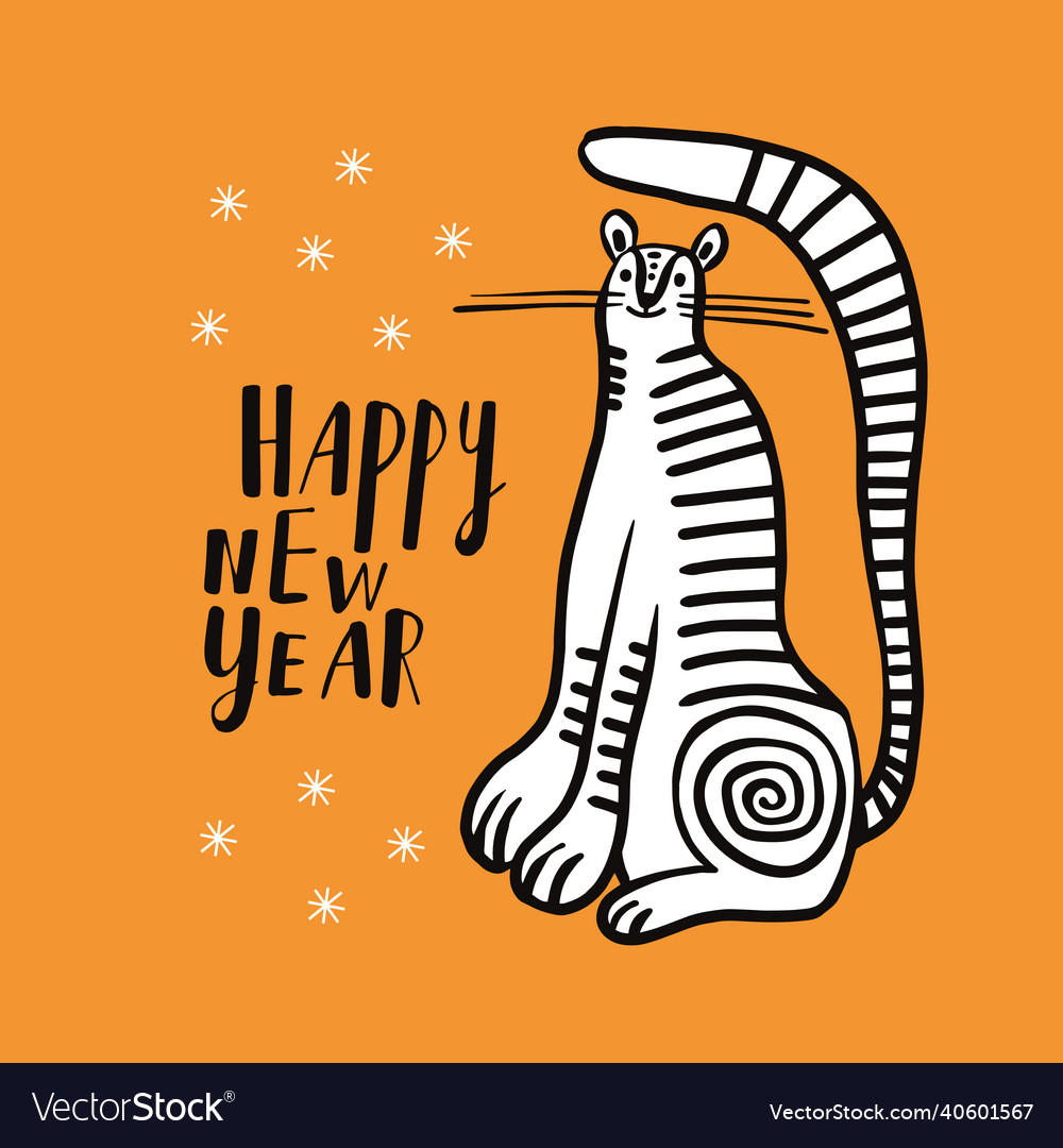 Year of tiger new years card Royalty Free Vector Image