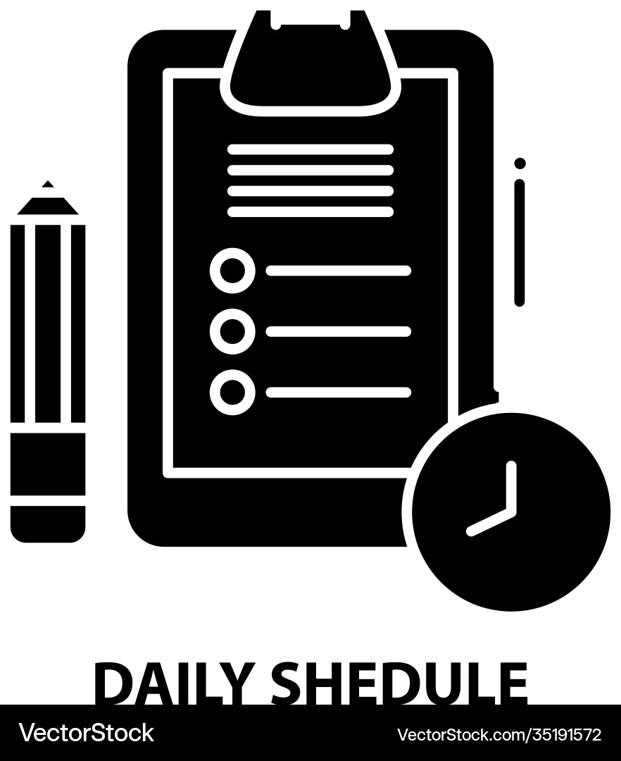 Daily shedule icon black sign Royalty Free Vector Image