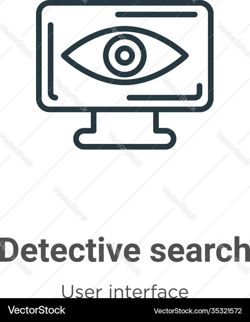 Detective search outline icon thin line black Vector Image