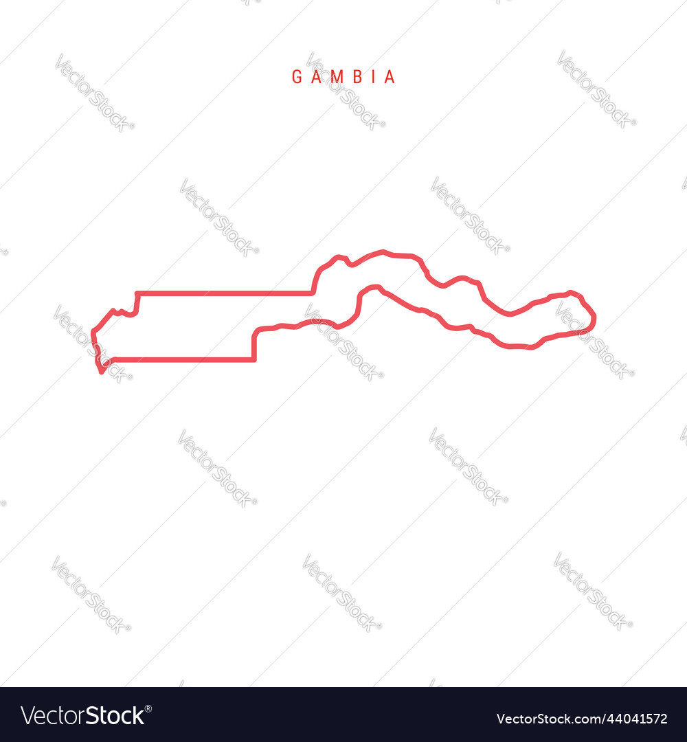 Gambia editable outline map Royalty Free Vector Image