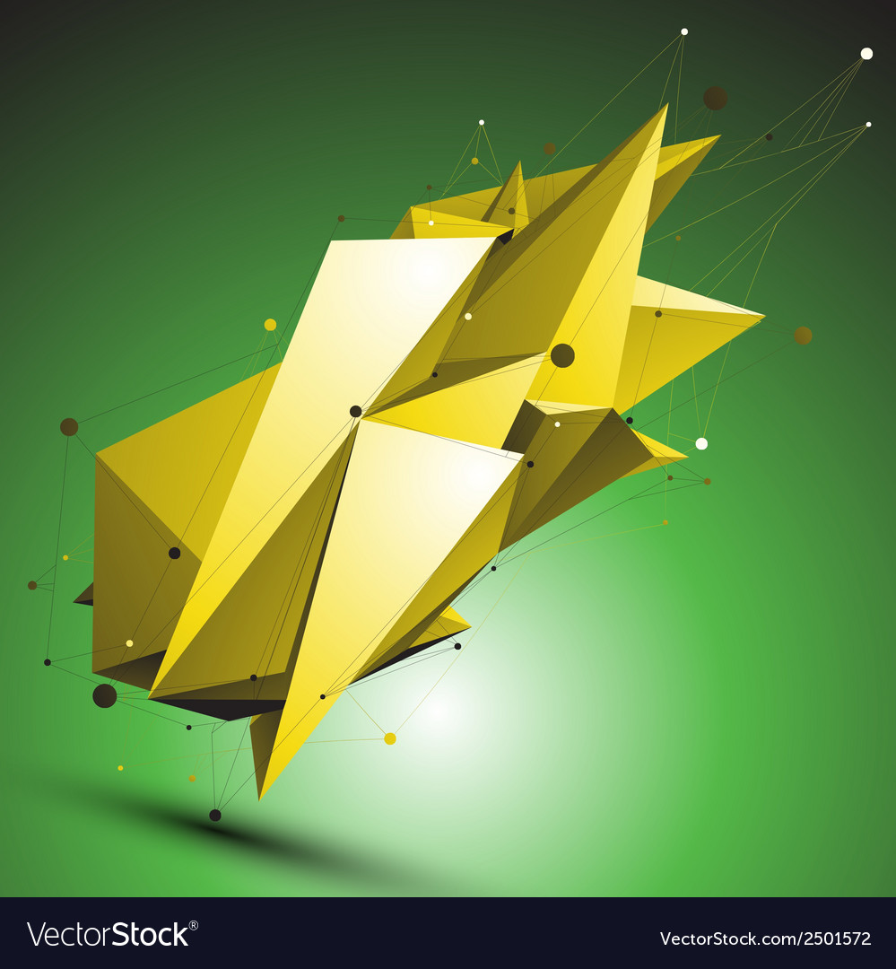 Gold Abstract Asymmetric Object With Lines Mesh Vector Image