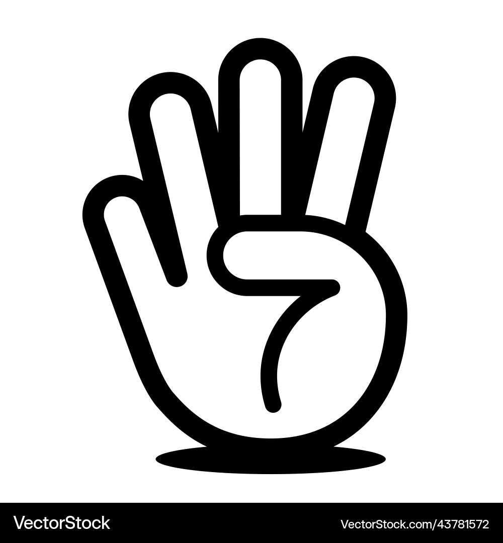 Hand icon with four fingers count number Vector Image