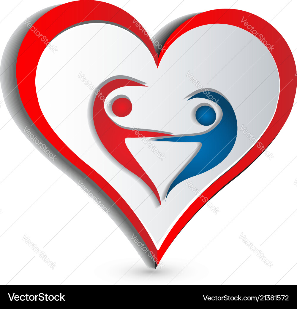Heart people shape dancing together icon Vector Image