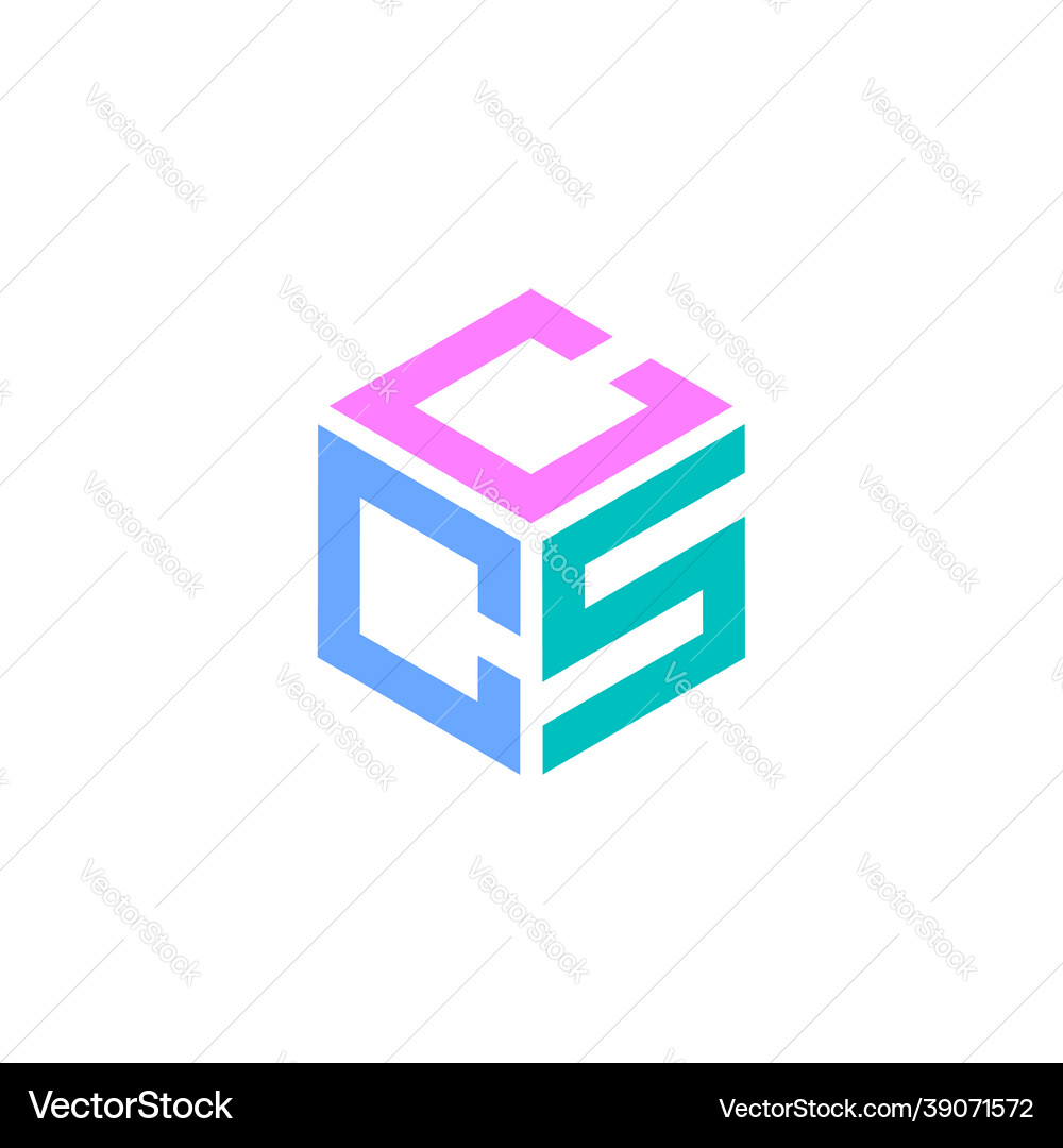 Hexagon logo with the letters ccs design Vector Image