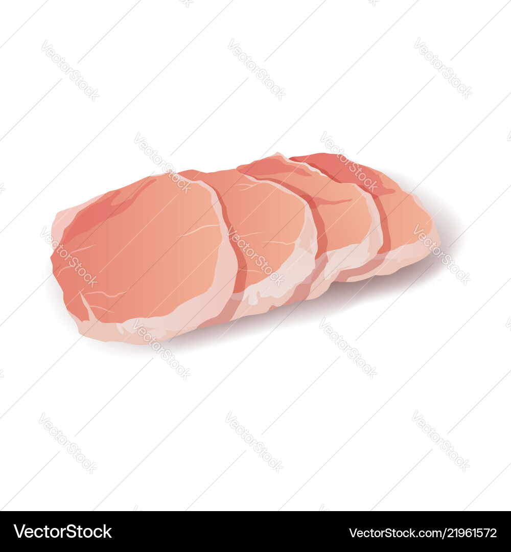 Raw pork steak meat icon on white Royalty Free Vector Image