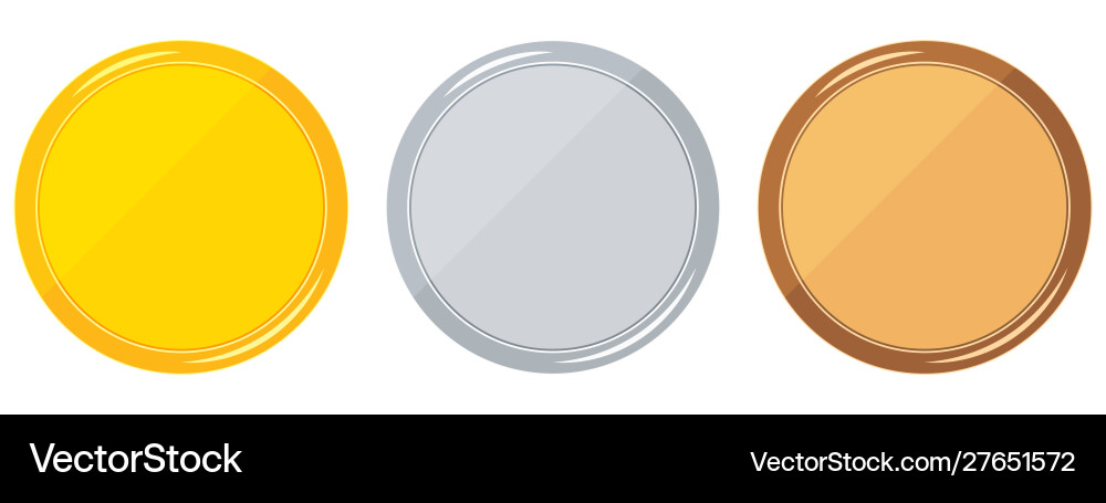 Round blank templates set gold silver bronze Vector Image