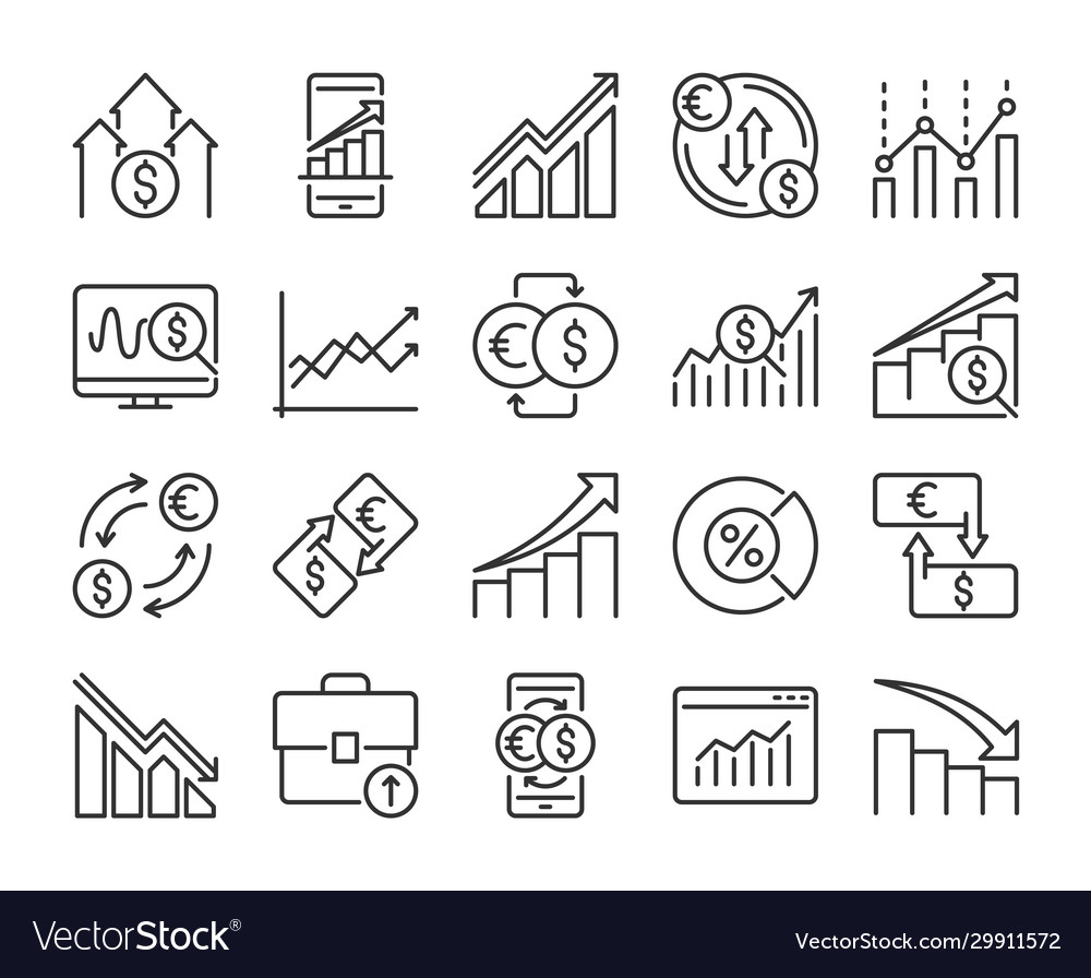 Stock quotes icons charts and data Royalty Free Vector Image