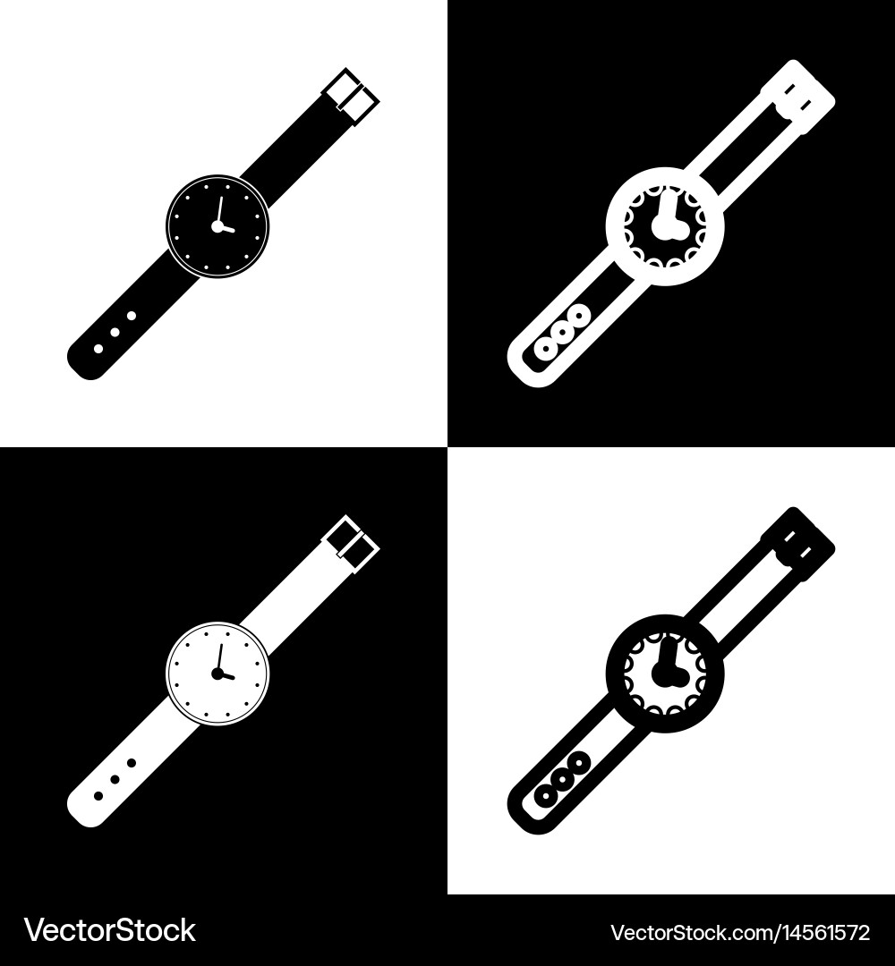 Watch sign black and white Royalty Free Vector Image