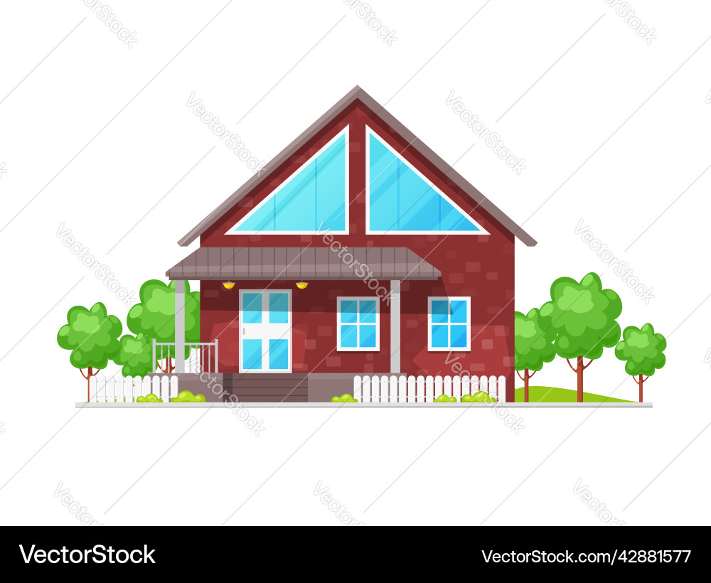 Average modern house exterior with stone walls Vector Image