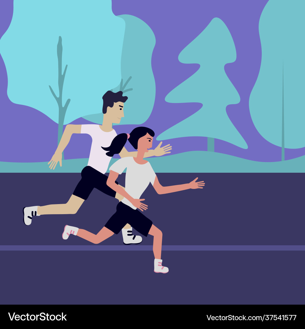 Boy and girl running Royalty Free Vector Image