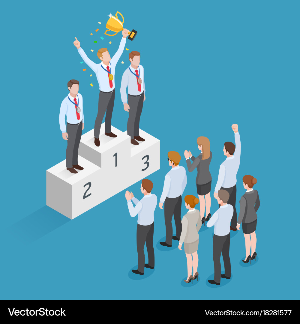 Business people isometric concept design winner Vector Image