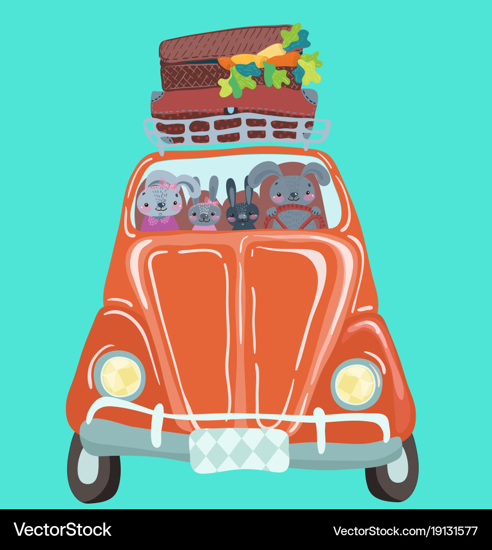 Cartoon rabbit family Royalty Free Vector Image