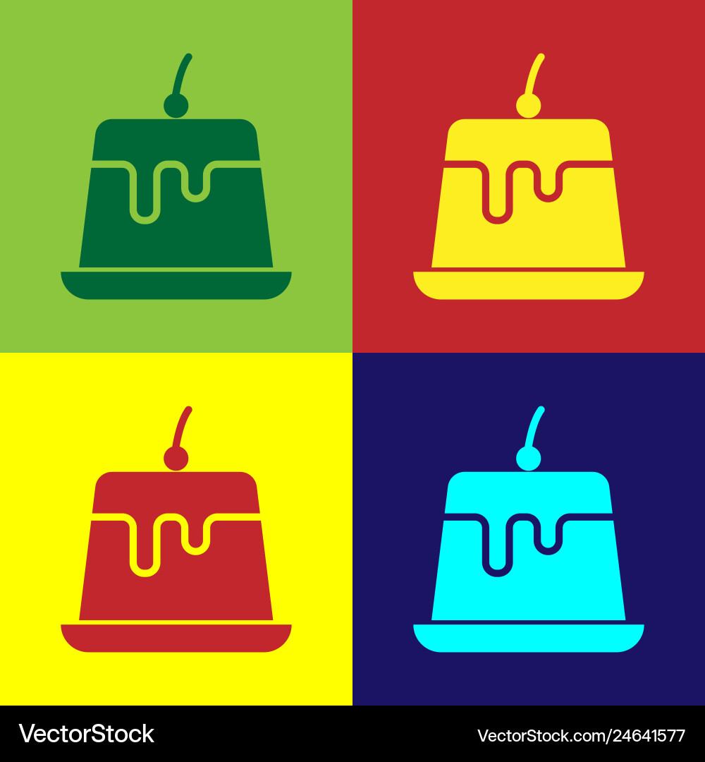 Color pudding custard with caramel glaze icon Vector Image