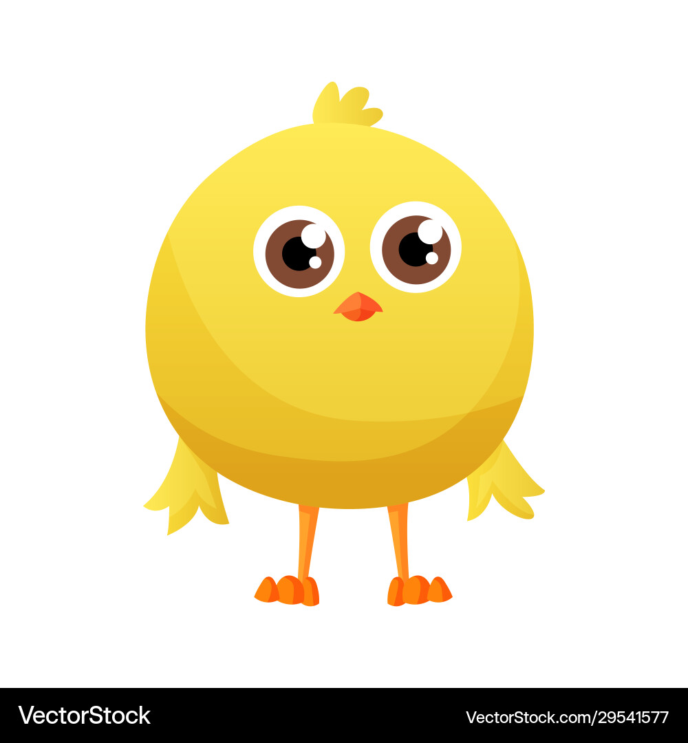 Cute little cartoon chick standing isolated Vector Image