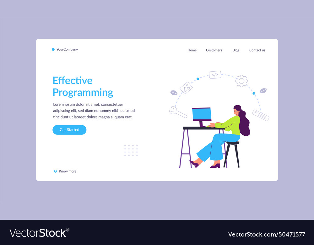 Effective programming landing page woman software Vector Image