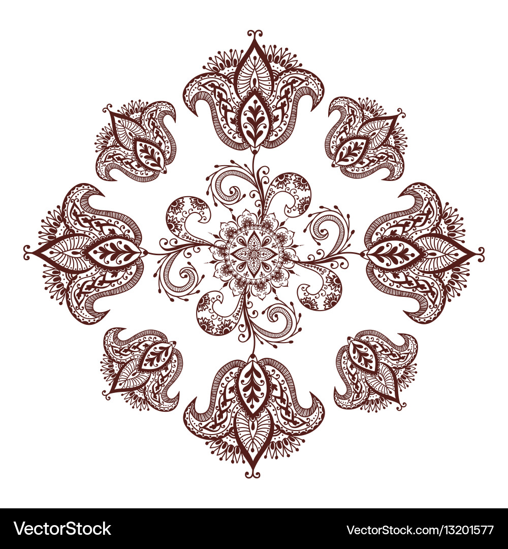 Henna tattoo mehndi flower template Royalty Free Vector