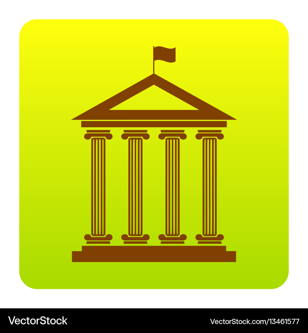 Historical building with flag brown icon Vector Image