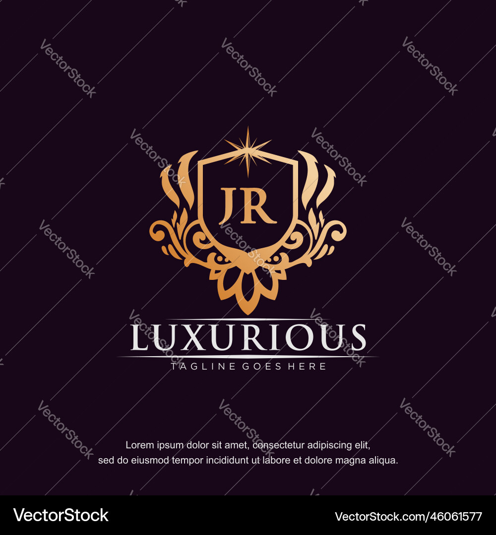 Jr initial letter luxury ornament gold monogram Vector Image