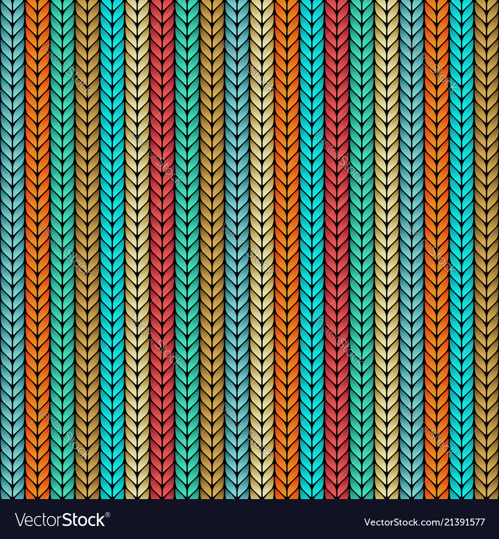 Multicolor knitted seamless pattern Royalty Free Vector