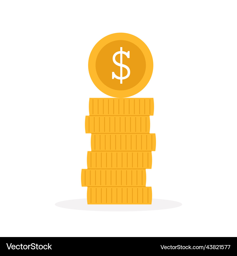 One gold coin standing on stacked coins Royalty Free Vector
