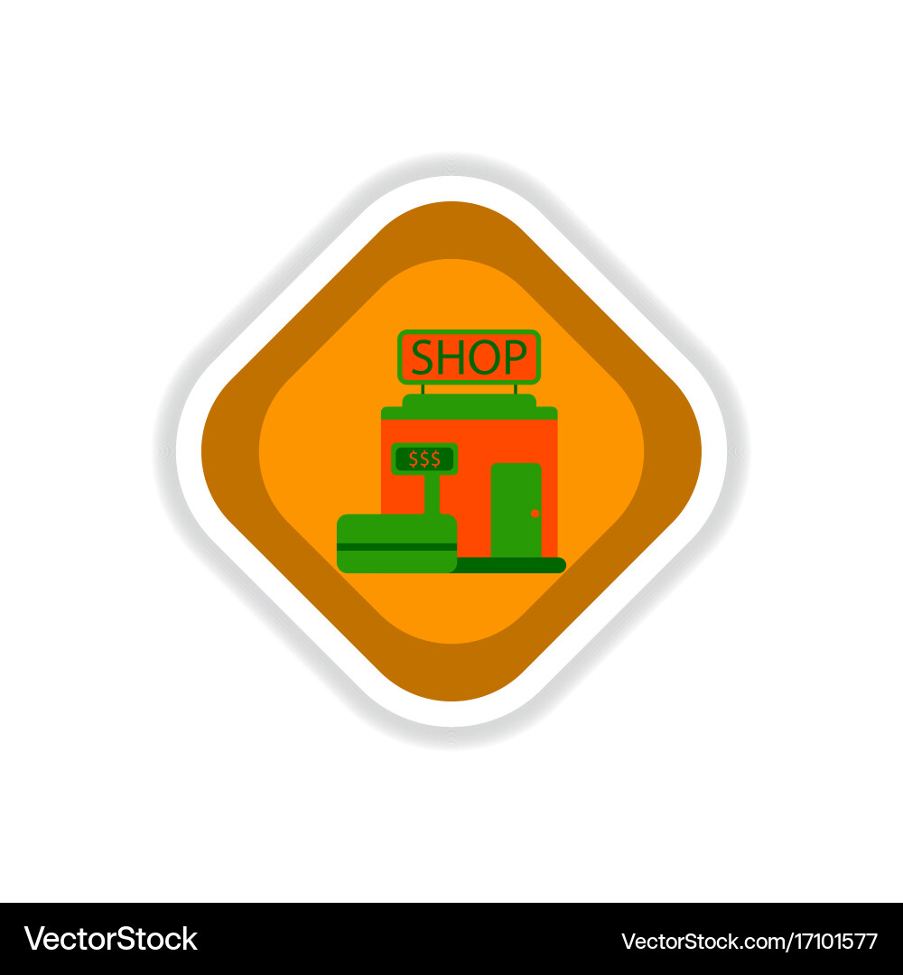 Paper sticker on white background shop Royalty Free Vector