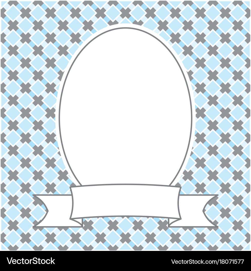 Photo frame on pastel blue plaid background Vector Image