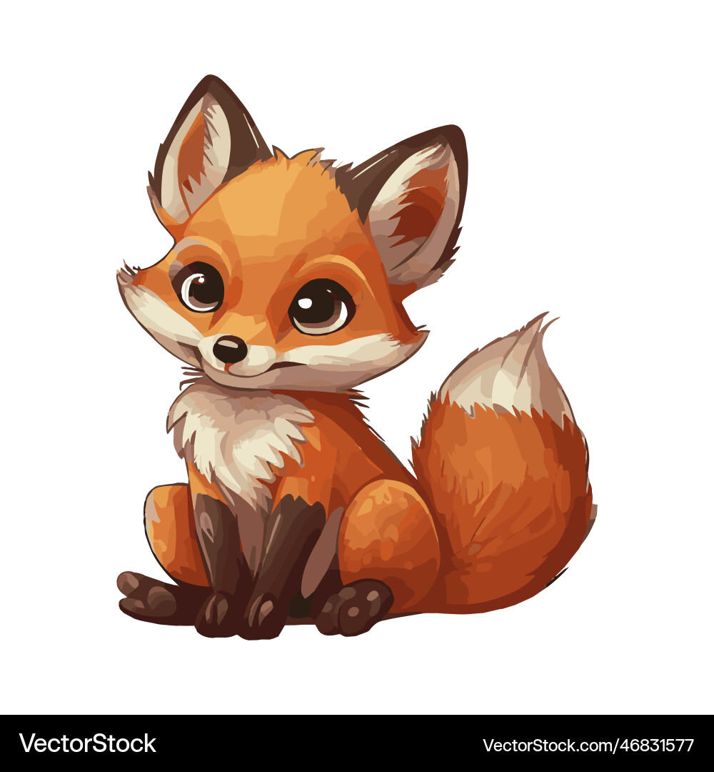 Realistic cartoon fox isolated on white Royalty Free Vector