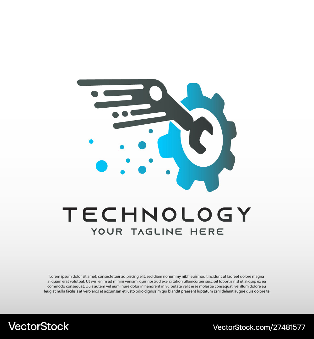 Technology logo with gear and wrench concept Vector Image