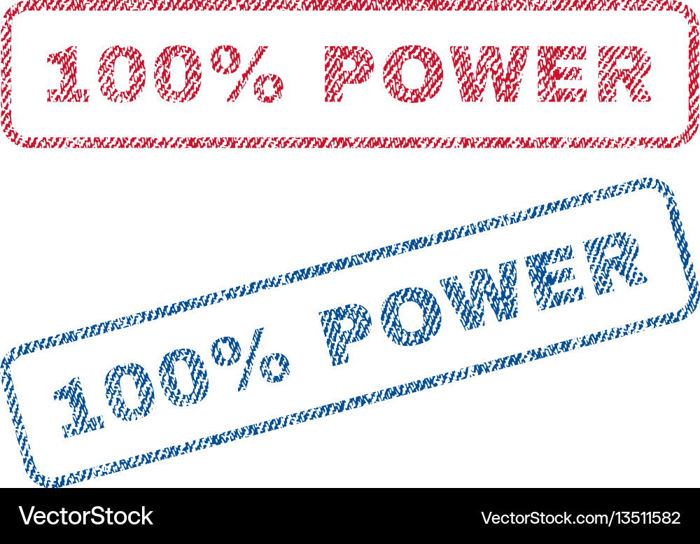 100 percent power textile stamps Royalty Free Vector Image