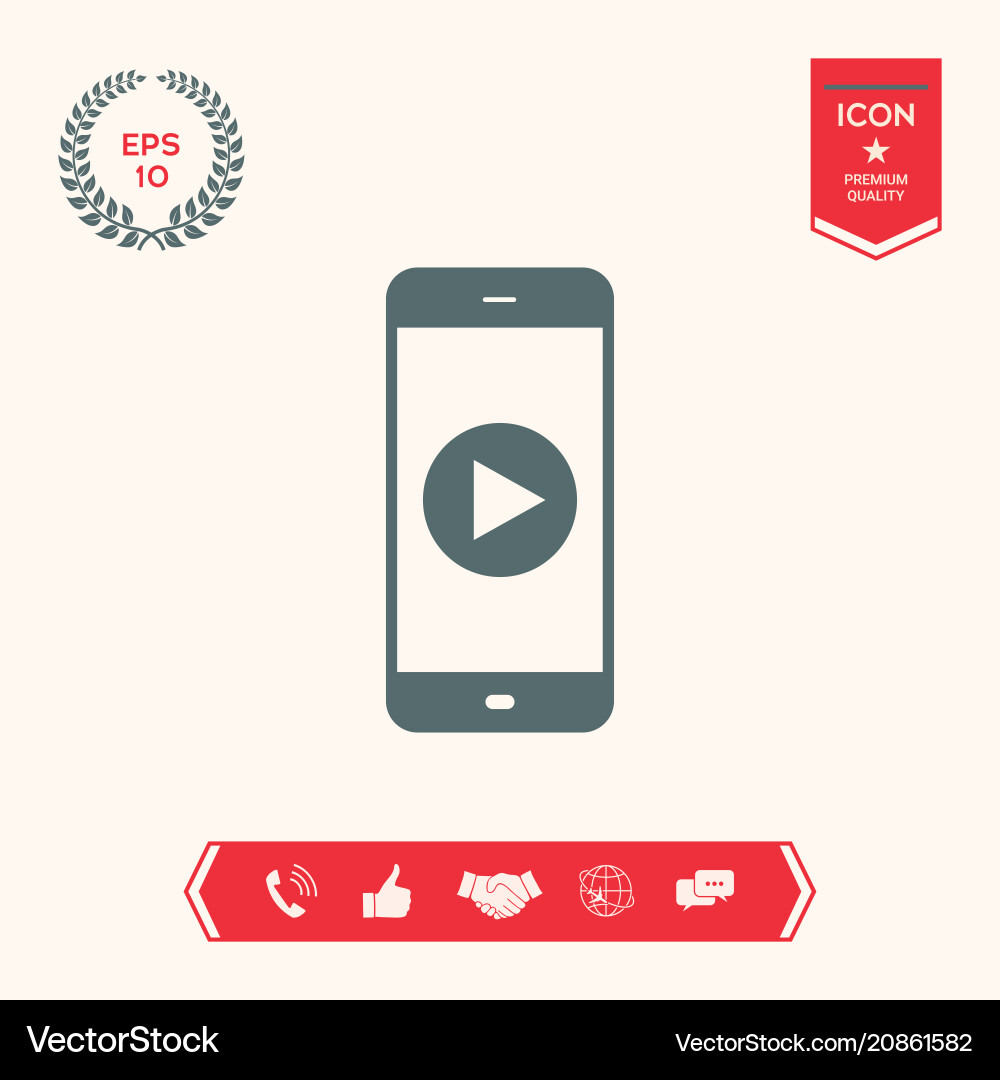Business phone with play button icon Royalty Free Vector