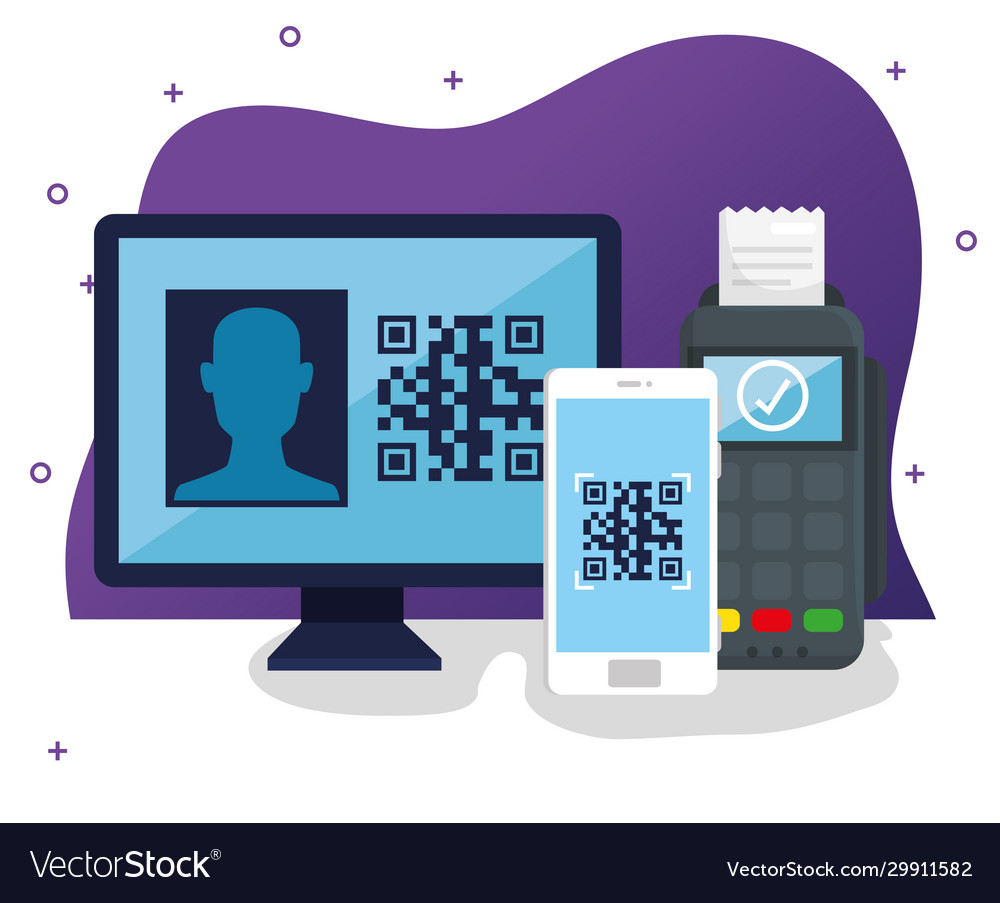 Code qr with devices electronics Royalty Free Vector Image