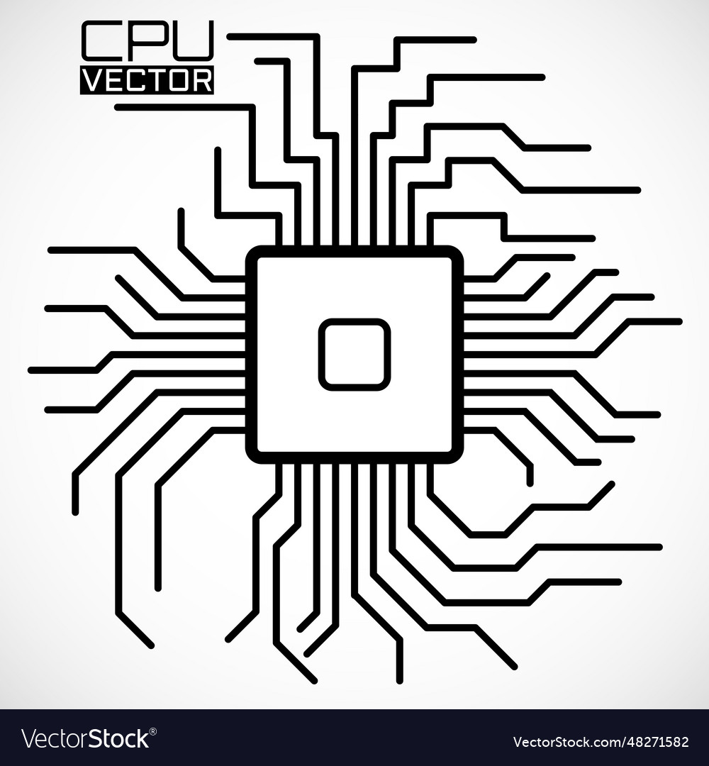 Cpu microprocessor microchip circuit board Vector Image Cpu microprocessor microchip circuit board Vector Image