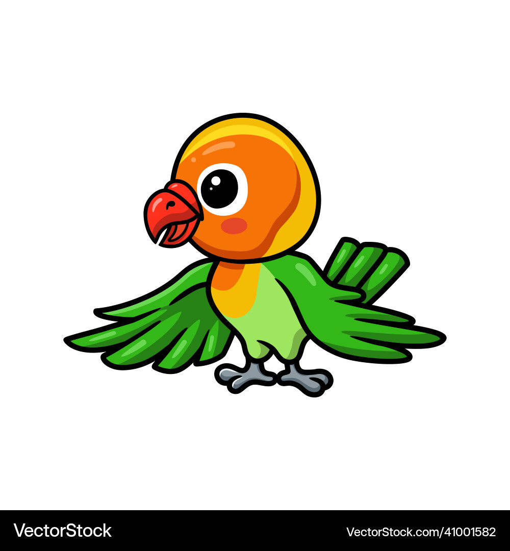 Cute little parrot cartoon standing Royalty Free Vector