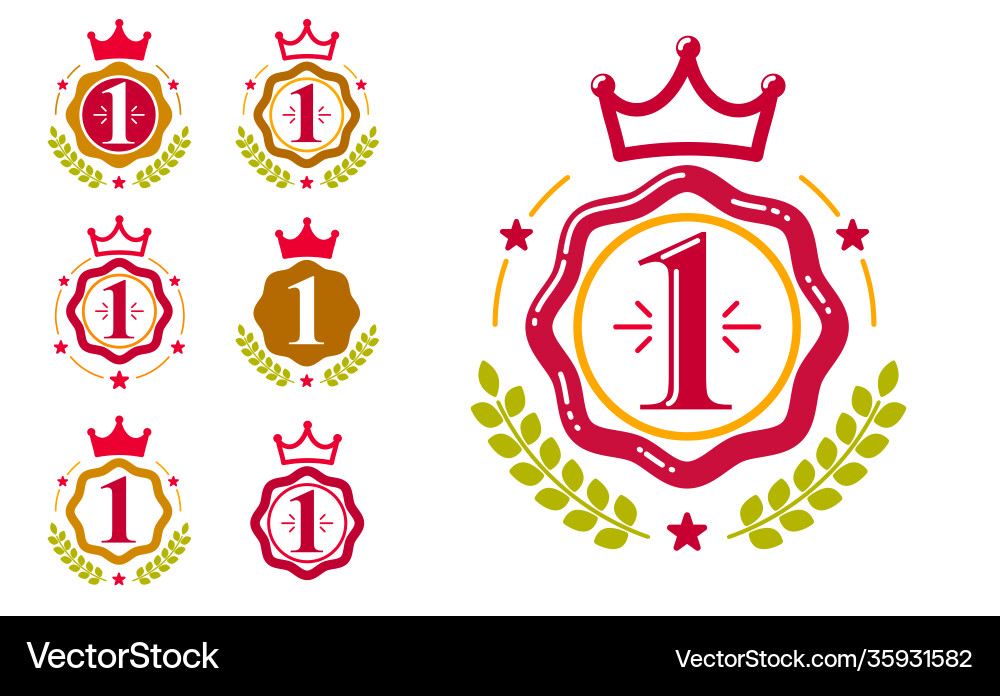 First place badge awards set graphic design Vector Image