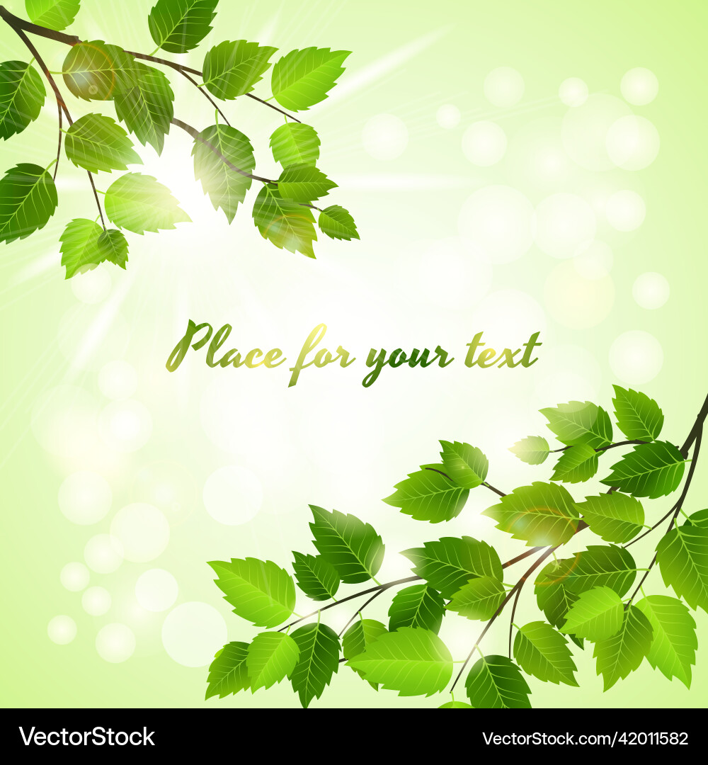 Fresh green background with spring leaves Vector Image