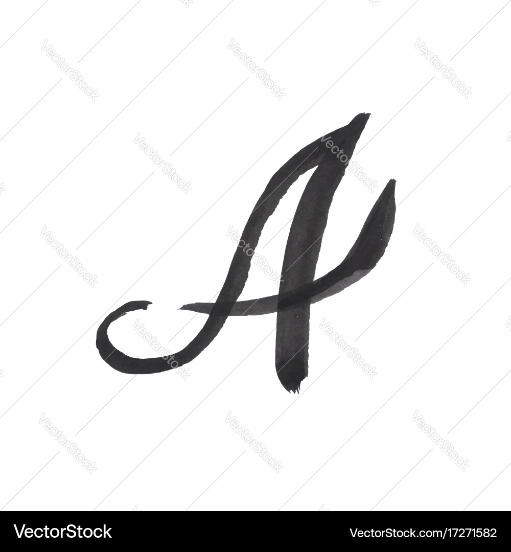Letter a written with black ink Royalty Free Vector Image