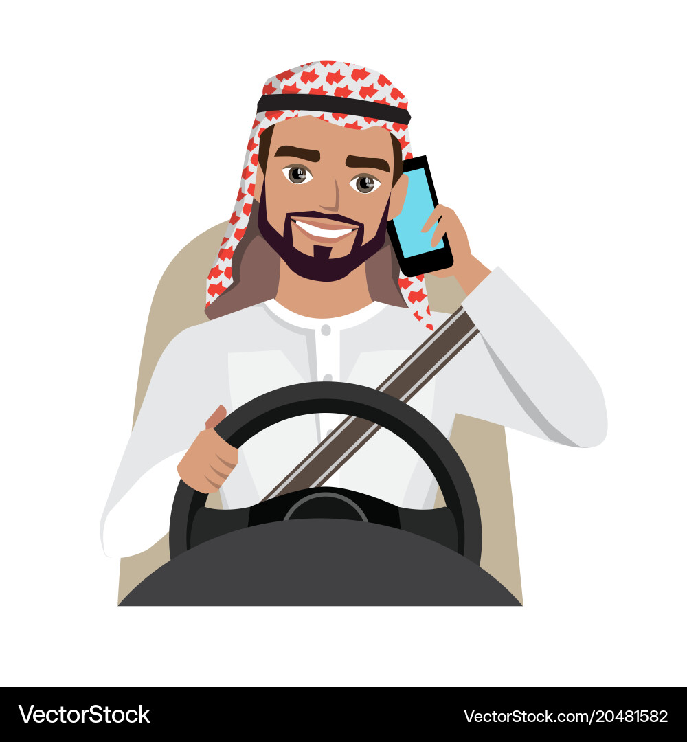 Man driving a car talking on phone Royalty Free Vector Image