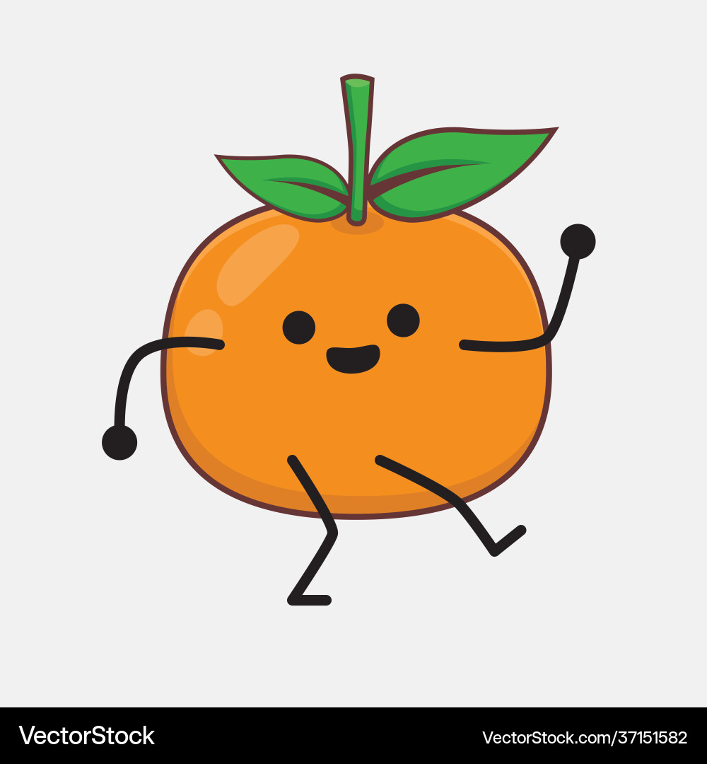 Mandarin orange cute character with simple face Vector Image