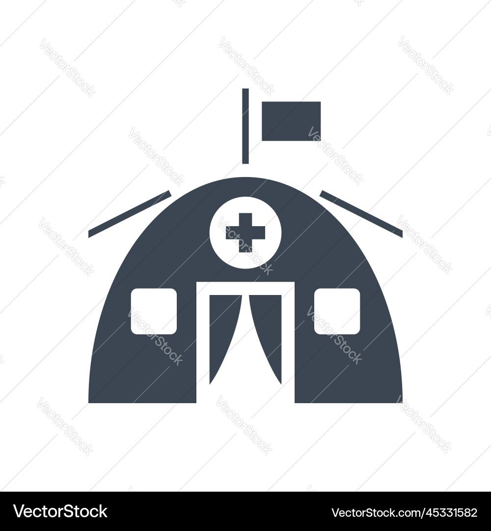 Medical tent related glyph icon Royalty Free Vector Image
