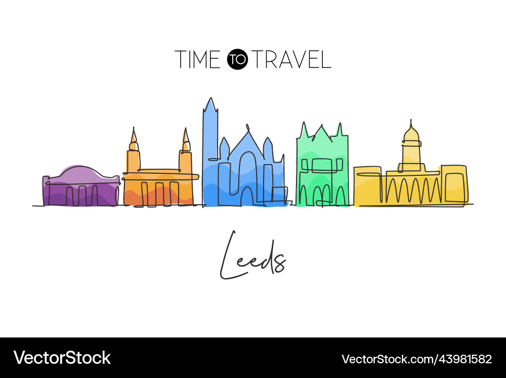 One single line drawing leeds city skyline Vector Image