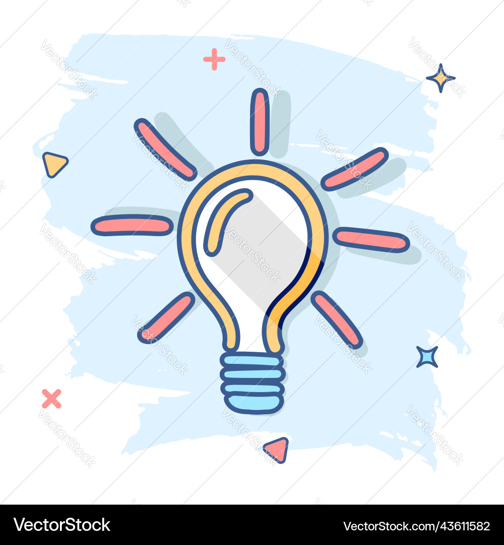Sketch light bulb icon in comic style hand drawn Vector Image