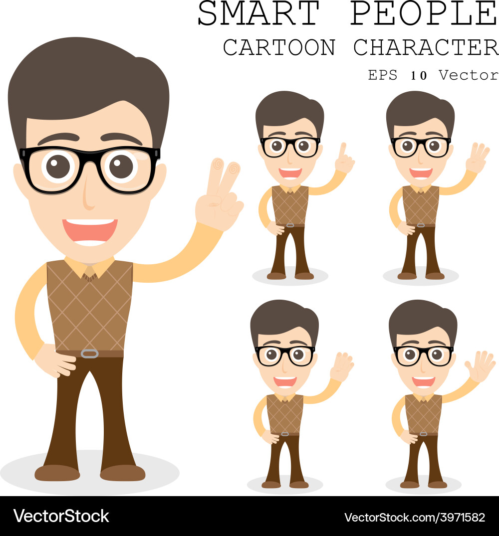 Smart people cartoon character eps 10 Royalty Free Vector