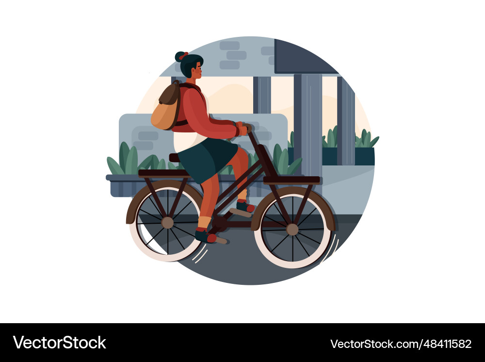 Student riding cycle to reach school Royalty Free Vector