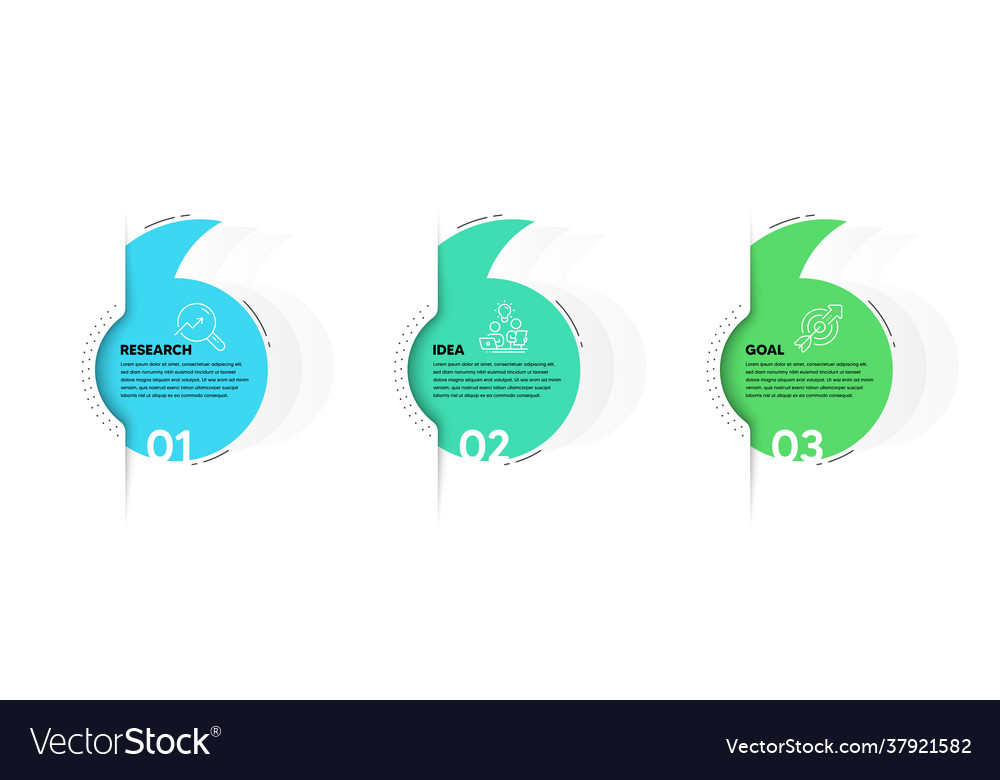 Three quotation bookmark elements 3 steps concept Vector Image