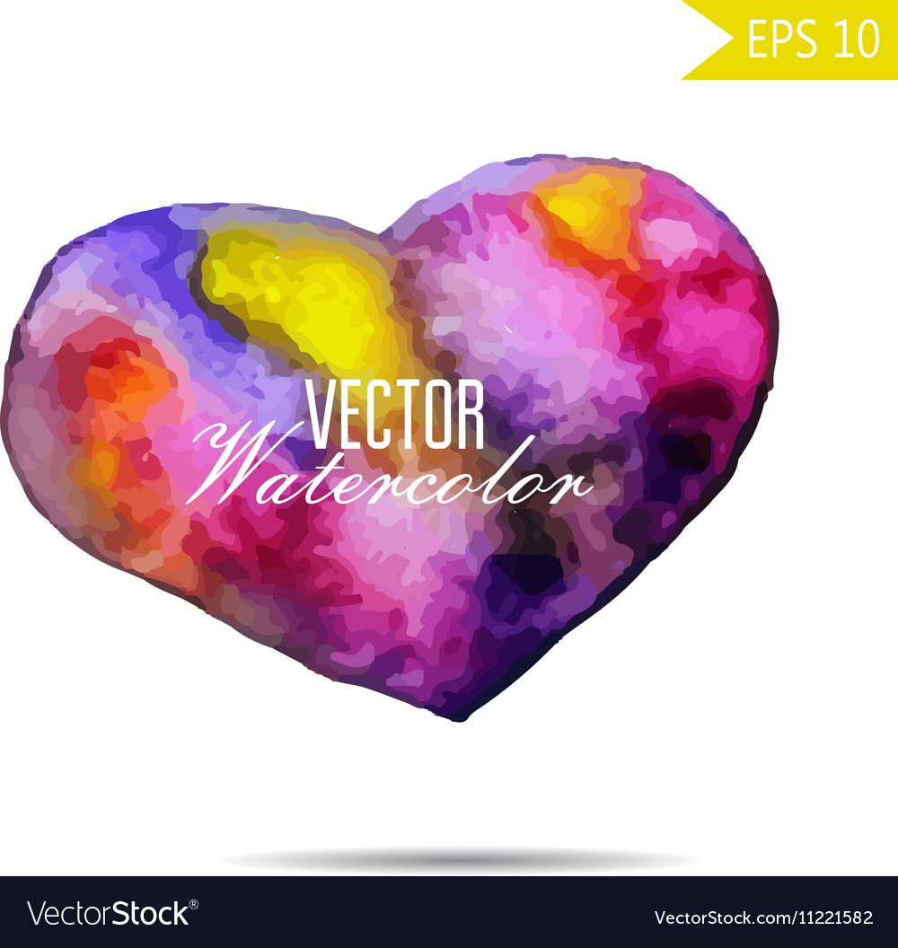 Watercolor painted colorful rainbow heart Vector Image