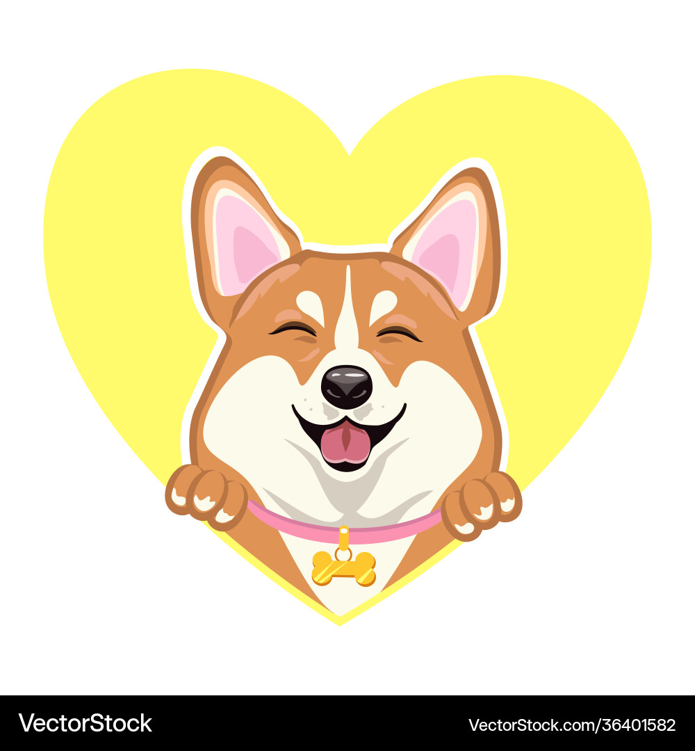 Welsh corgi dog on background heart Royalty Free Vector