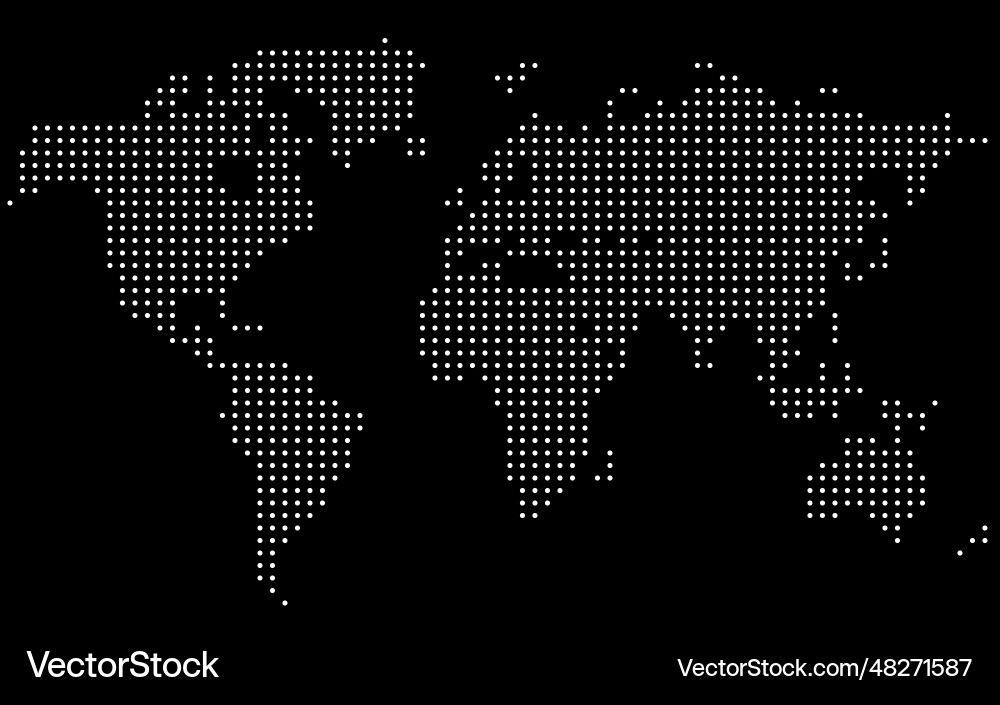Abstract glowing world map of dots dotted Vector Image